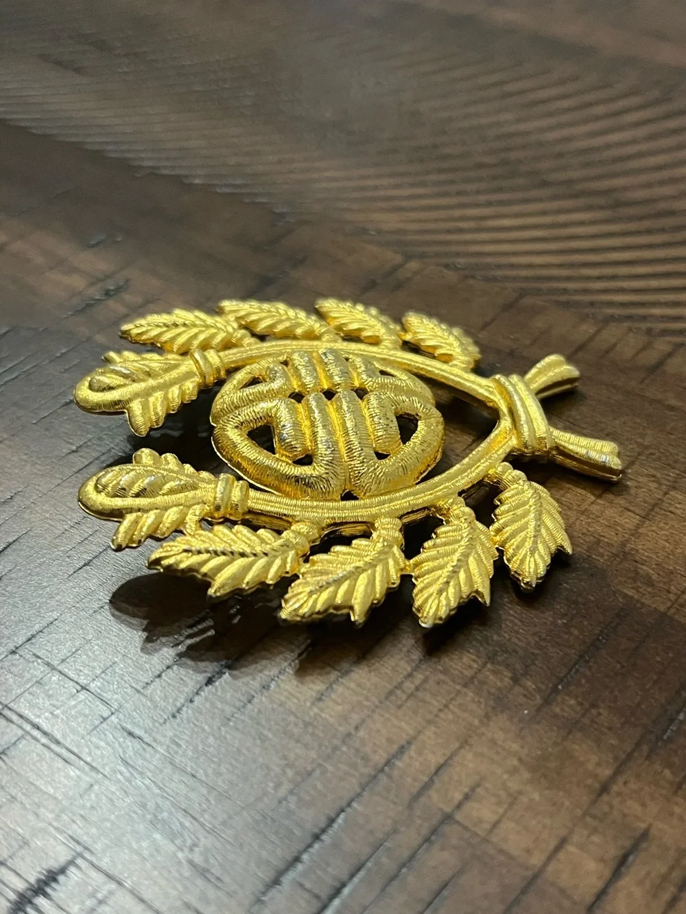 Givenchy | Jewelry | Givenchy 4g Logo Laurel Leaf Goldtone Brooch Paris ...